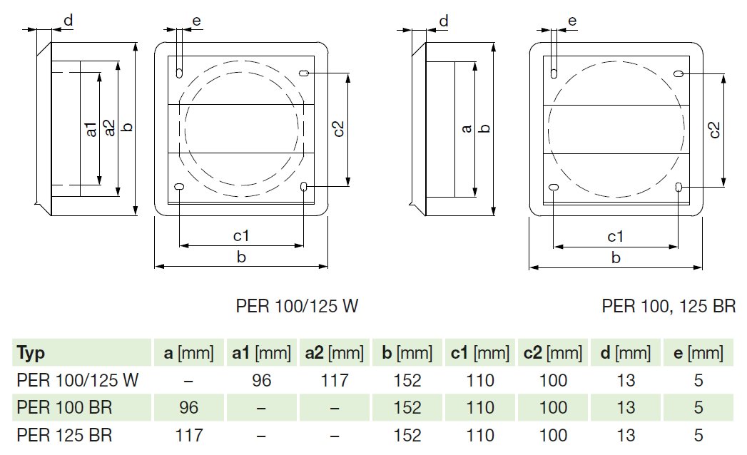 PER 100 BR plastic back draft louvre shutter | Electrodesign